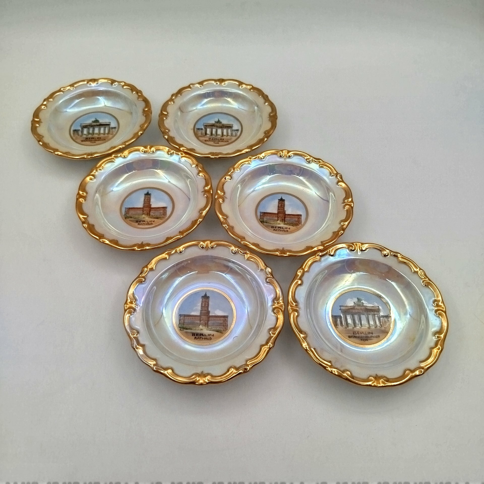 Набор из 6-ти розеток, украшенных достопримечательностями Берлина, фарфор