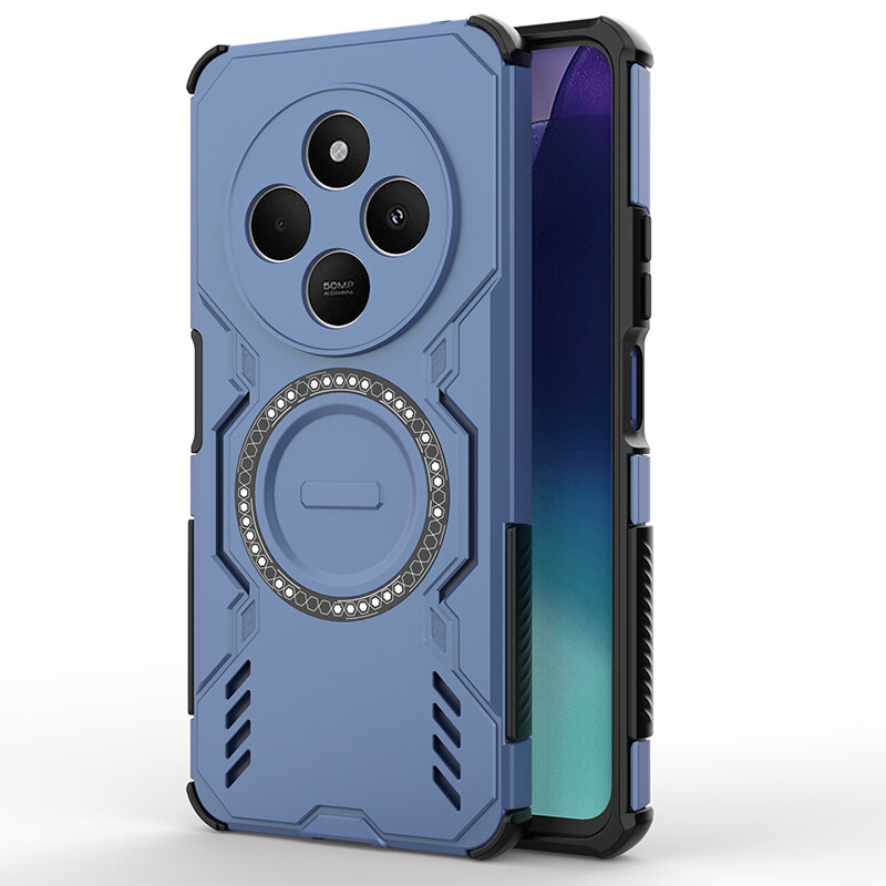 Подходит для Redmi 14C 4G / Сяоми Поко C75 Чехол для смартфона поддержкой зарядки Magsafe, Поко C75, подставка, soft touch, матовая поверхность, защита камеры, ударопрочный, усиленные углы, soft touch