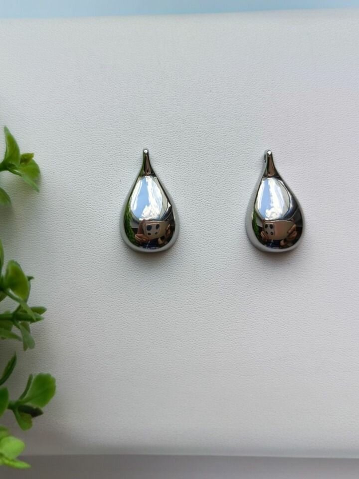 Подвеска Капля 22 мм (2 шт). Латунь, родий. Корейская фурнитура для бижутерии, украшений