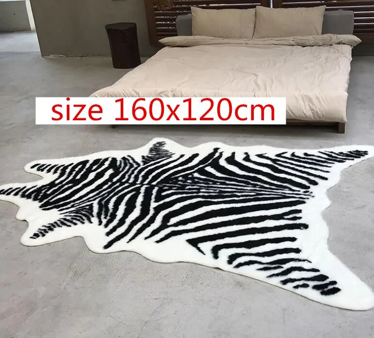 Ковёр Муzzi имитация зебры для гостиной Белый, zebra 160x120cm