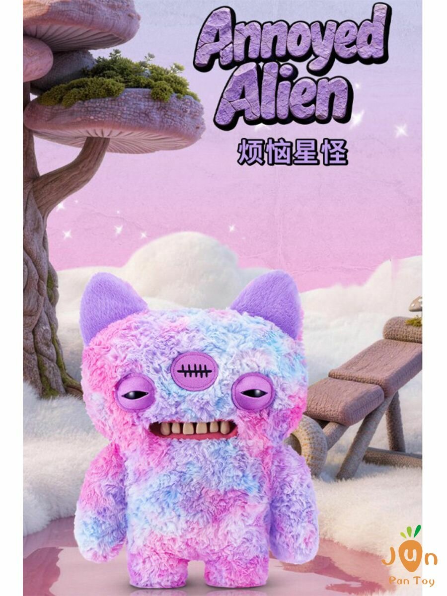 Fuggler BiggFugg Annoyed Alien / большая плюшевая кукла длиной 47 см, уродливая, милая и забавная с уникальным дизайном, подходит в качестве украшения подушки или подарка