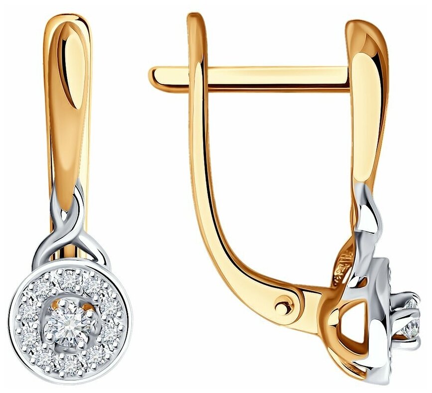 Серьги, красное золото, 585 проба, бриллиант