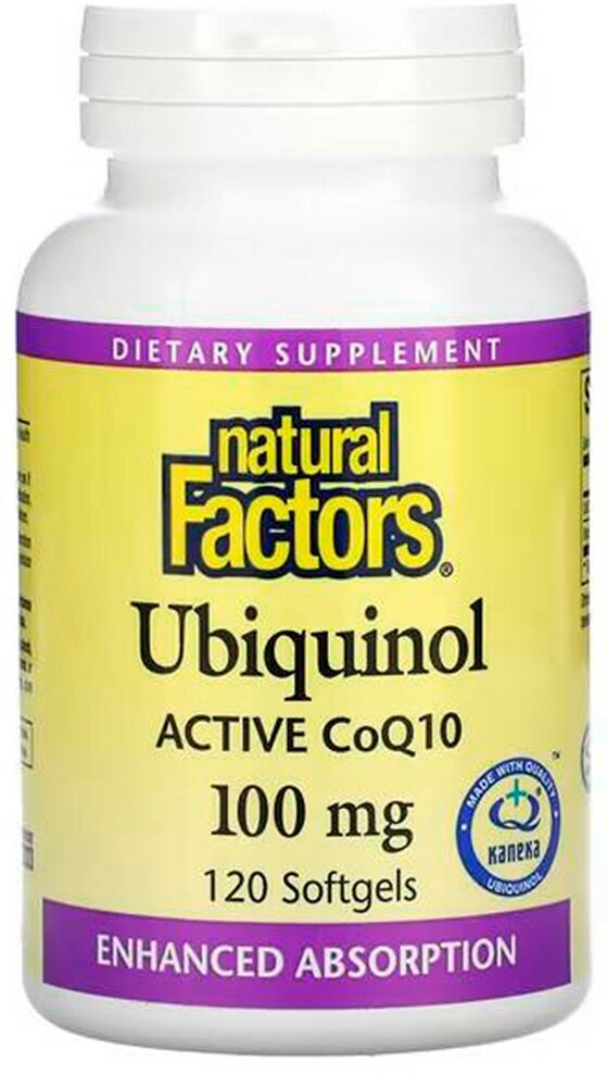 Natural Factors, Убихинол, QH-активный коэнзим Q10, 100 мг, 120 желатиновых капсул