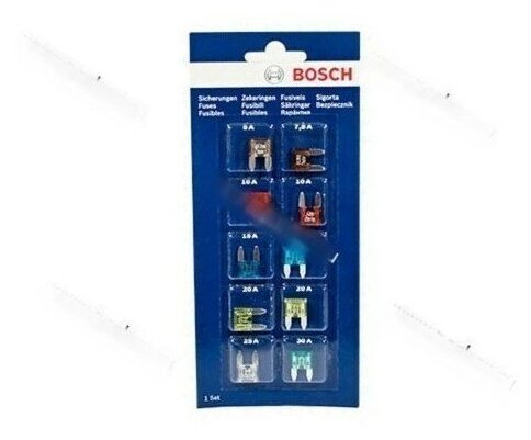 Предохранитель флажковый Mini Bosch 10 штук, подходит для легковых авто.