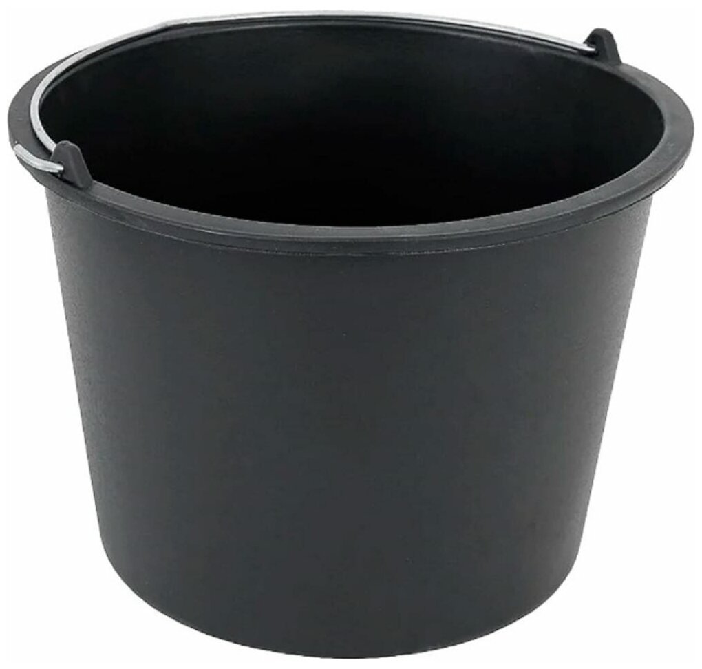 Строительное ведро Тара. ру 12 л, круглое, с металлической ручкой, черное 26238