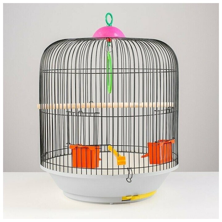 Клетка для птиц круглая, двухъярусная сварная, большой поддон, 39 x 44 смцветов