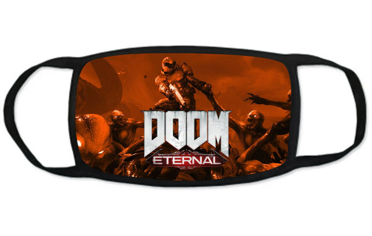 Стильная многоразовая маска GOODbrelok, размер 18*10, Девочке, Принт "Дум Doom" - 9