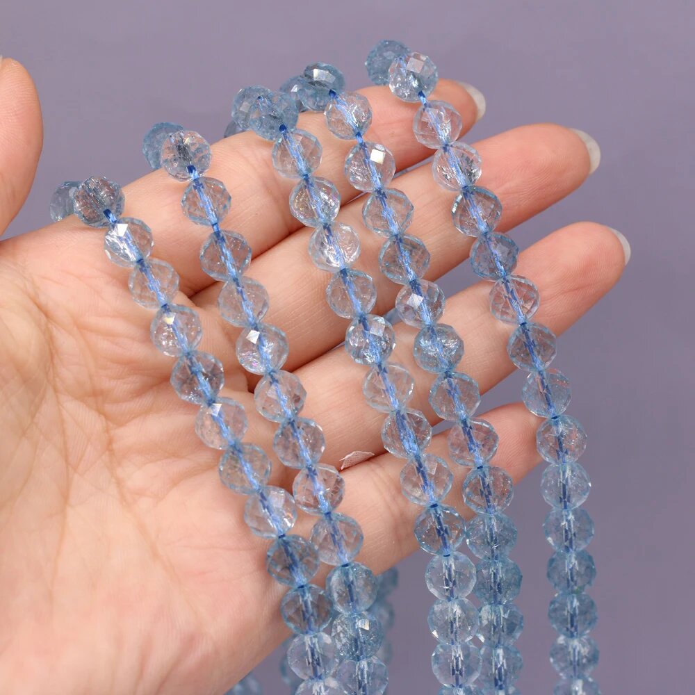 Бусины из натурального камня голубого топаза 8 мм