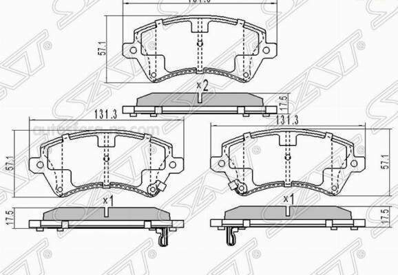 SAT ST0446502130 Колодки тормозные (Спереди) Toyota Corolla (E120) 00-07 / Corolla Fielder 00-06