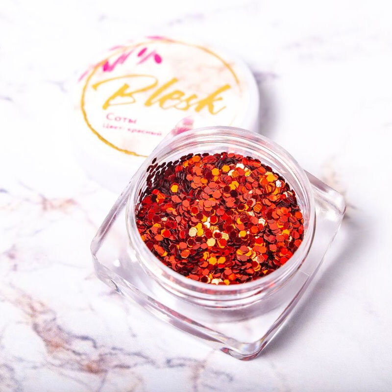 Дизайн для ногтей Blesk "Соты", цвет красный