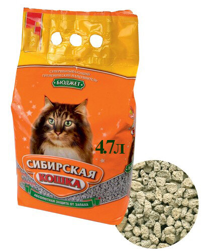 Наполнитель Сибирская кошка "Бюджет" (10 л), впитывающий. 4.7кг 4.7 кг