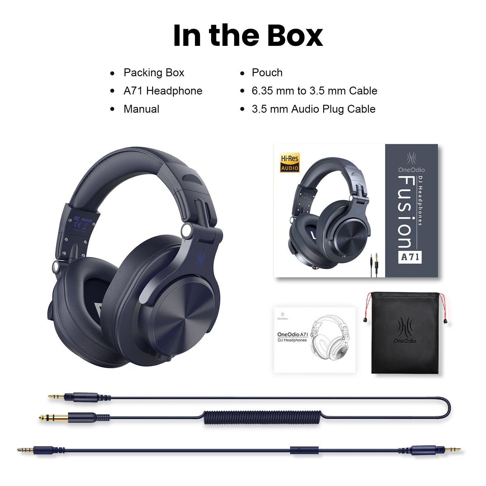 Oneodio A71 Hi-Fi наушники Navy-Blue