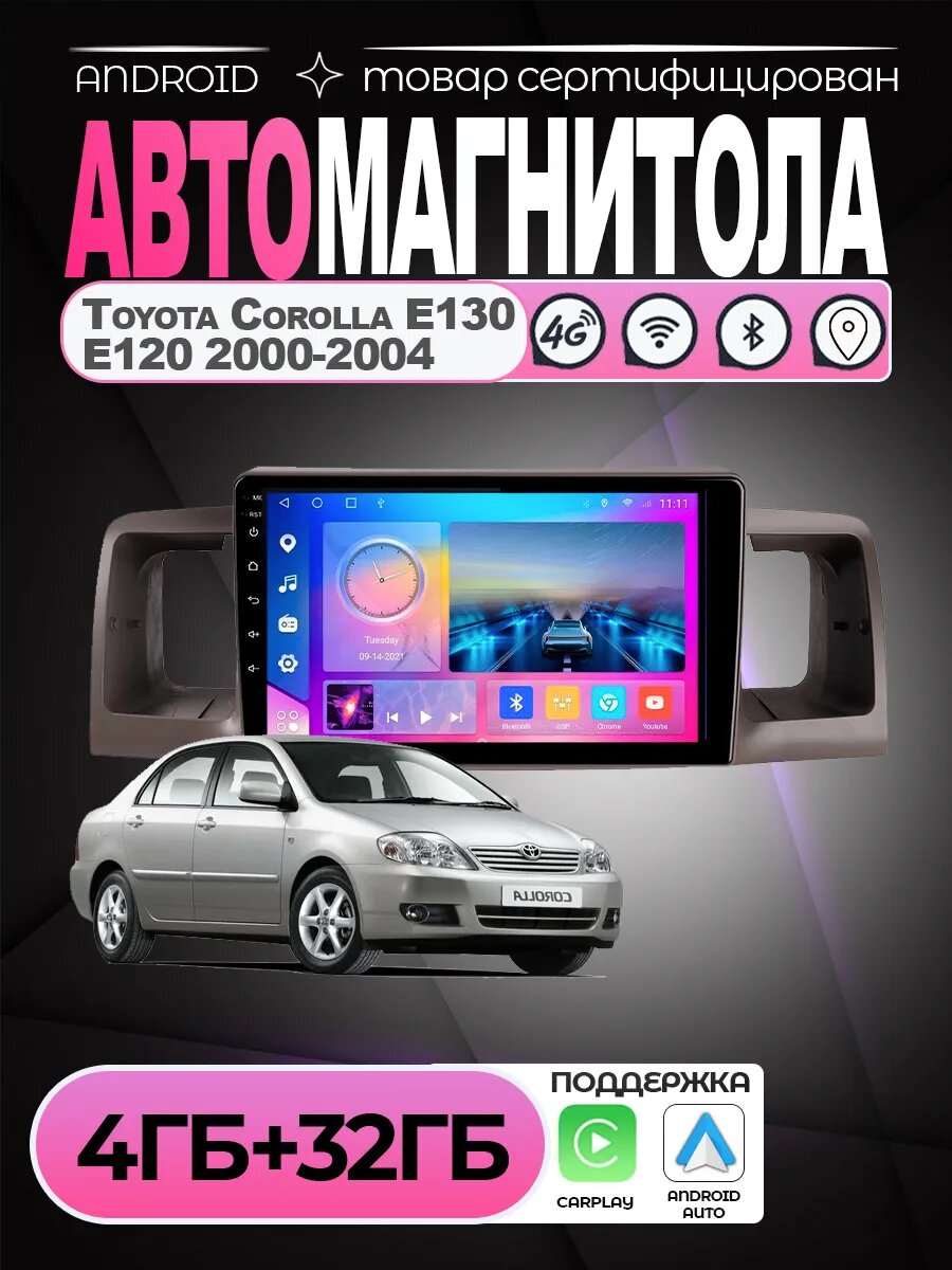 Магнитола TS18 PRO Toyota Corolla E130 E120 2000-2004 4/32 ГБ Bluetooth, FM/AM, GPS