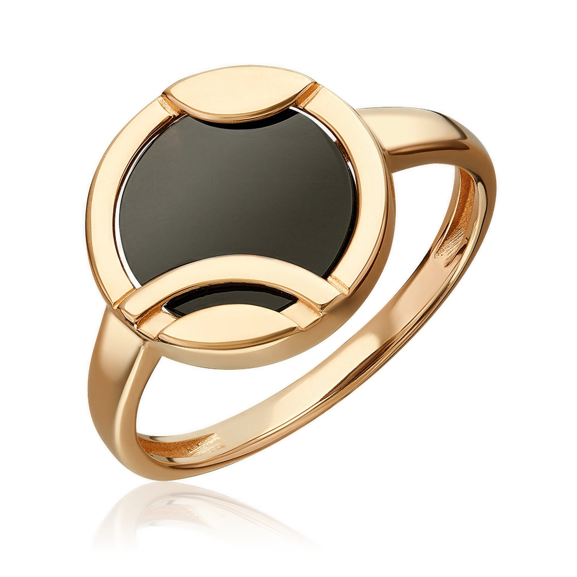 Кольцо, красное золото, 585 проба, оникс