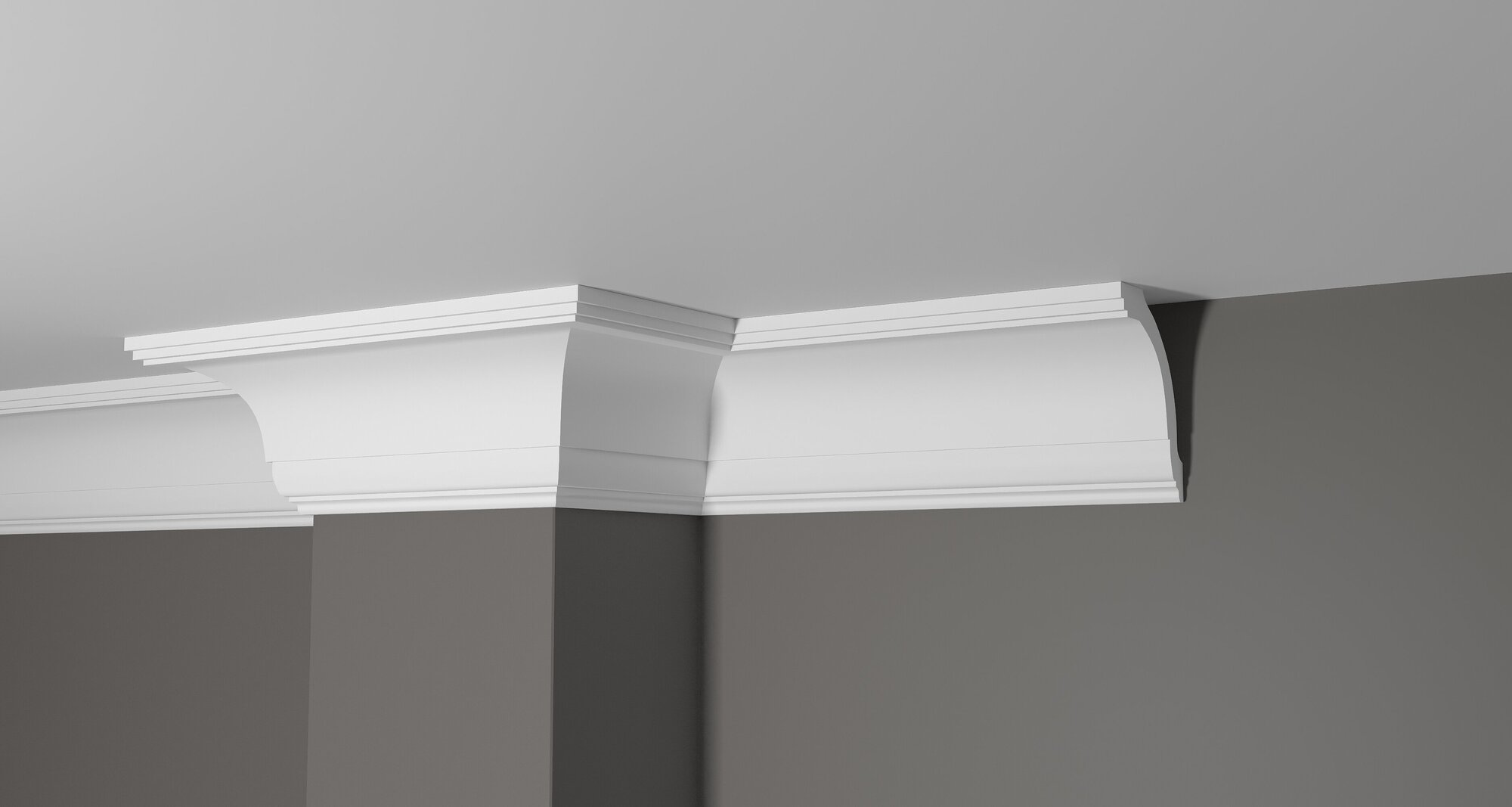 Потолочный плинтус Decor-Dizayn DD08 100*77*2000мм, под покраску, 1 шт