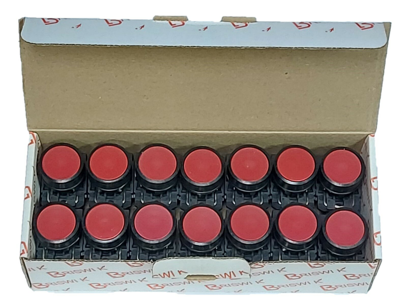 Нажимная кнопка в сборе Briswik КМЕ 4110м, красный, кнопочный, 0но, 1нз, цилиндр, без фиксации (упаковка 14 шт)