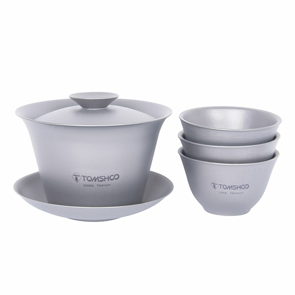 TOMSHOO Чайный набор из чистого титана Чаша с крышкой Одинарная чашка Fairway