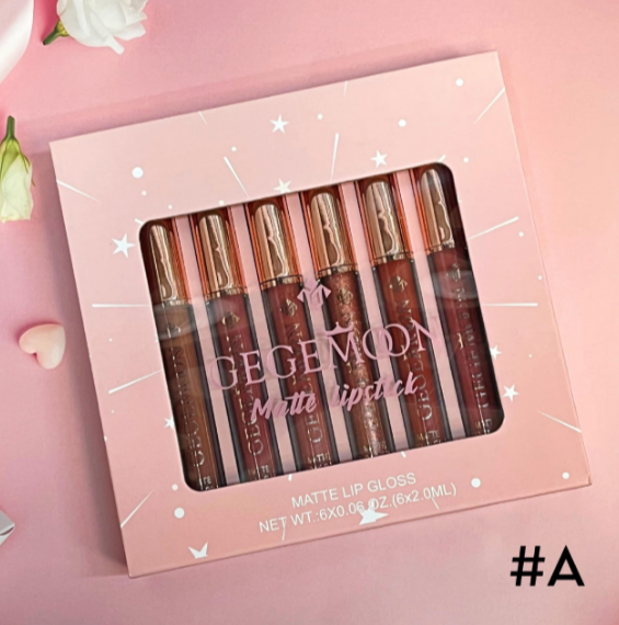GEGEMOON Набор 5 матовых помад + 1 блестящая помада, наб. А