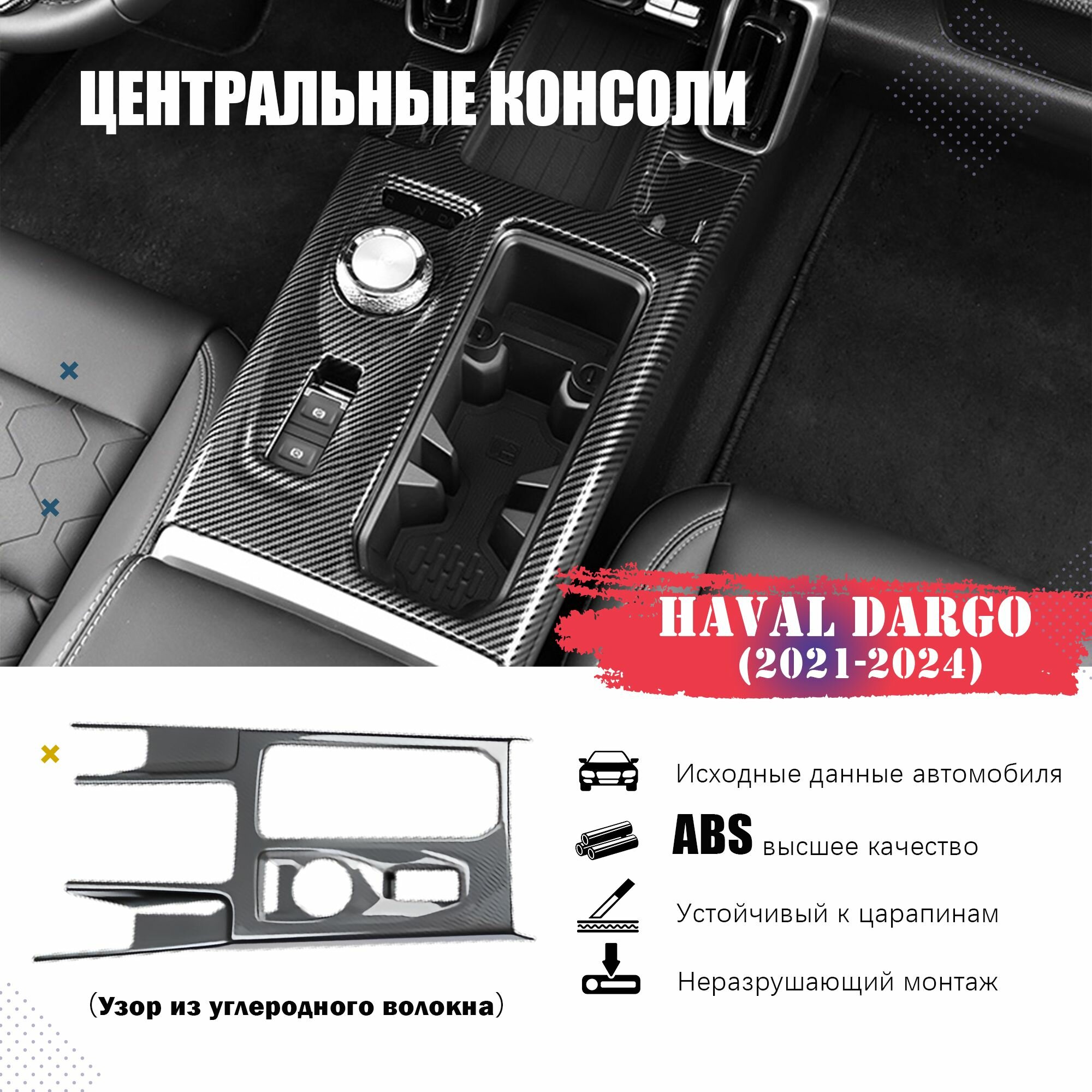 Декоративная панель центральной консоли накладка для Haval Dargo 2021-2024