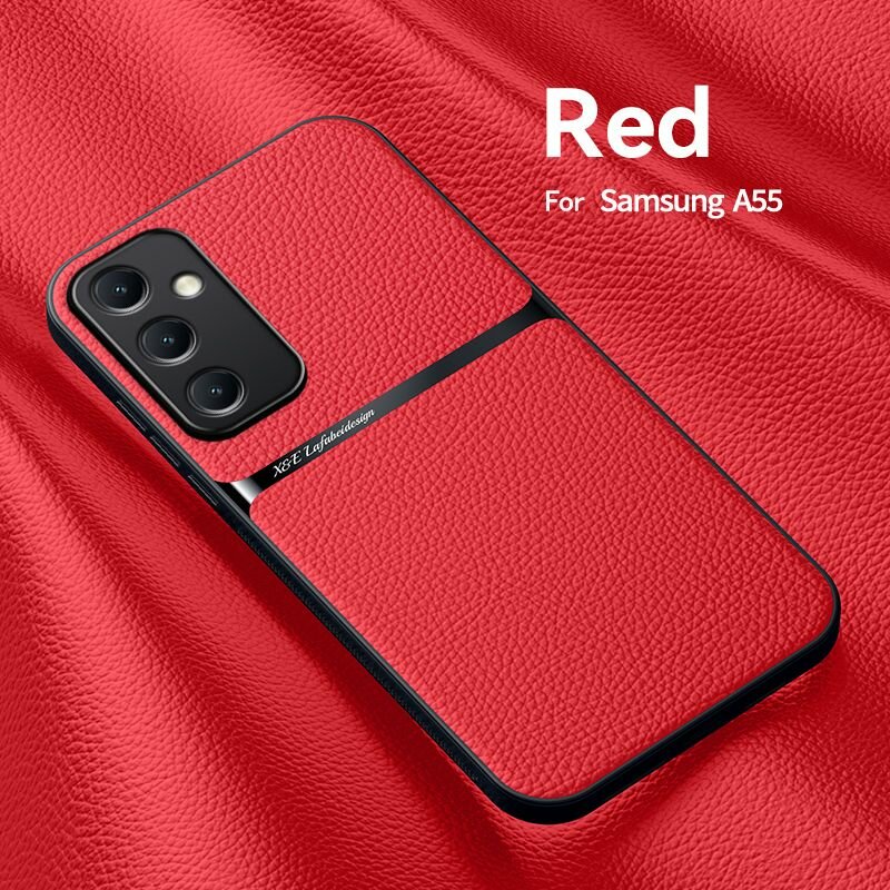 FASNYA Чехол для Samsung Galaxy A55 5G /чехол-Кожа на Самсунг галакси A55 5G Чехол для телефона с защитой камеры магнитный автомобильный держатель