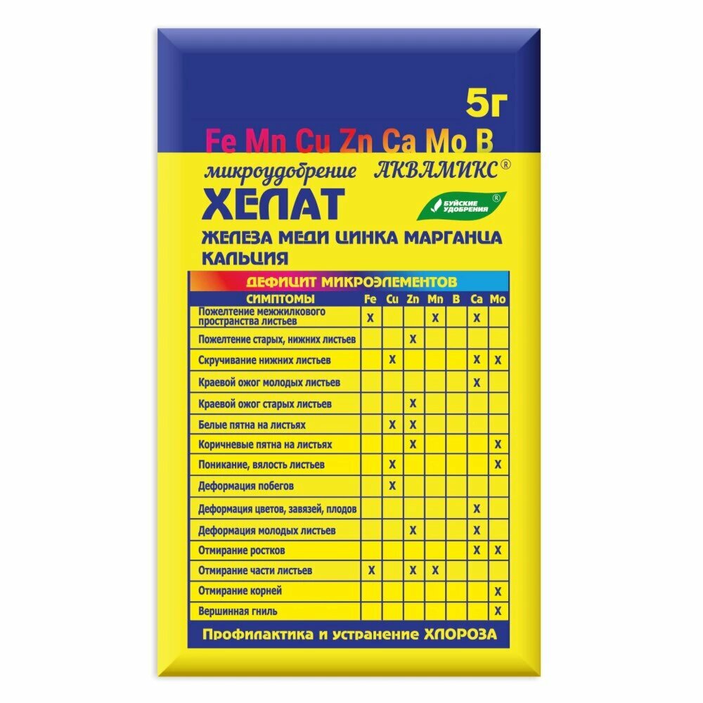 Удобрение смесь хелатов аквамикс Буйские удобрения 5 г