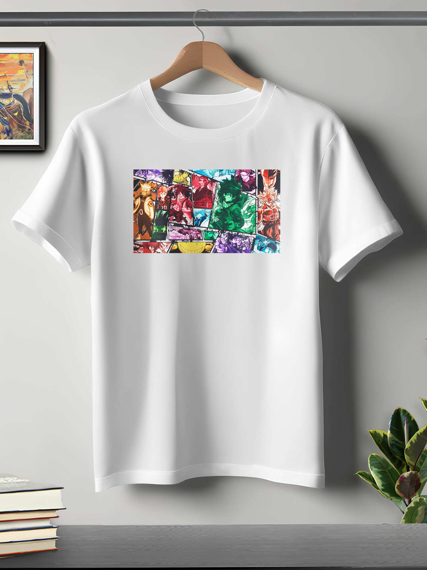 Футболка  Детская ONEQ 128 (8-9) размер с принтом Аниме, белая