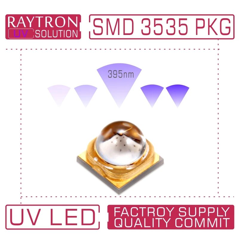 Заводская поставка 3,5x3,5 мм, высокая мощность и энергия, 3 Вт, отверждение чернил, печатная плата, стерилизация, дезинфекция, 365 нм, 405 нм, УФ-светодиодная лампа