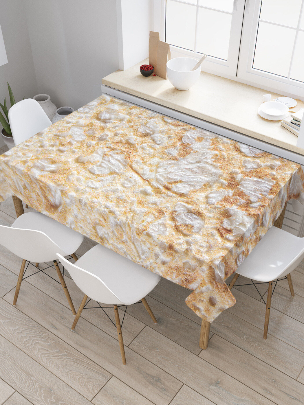 Прямоугольная тканевая скатерть на стол с рисунком "Румяный лаваш" 120 на 145 см, JoyArty