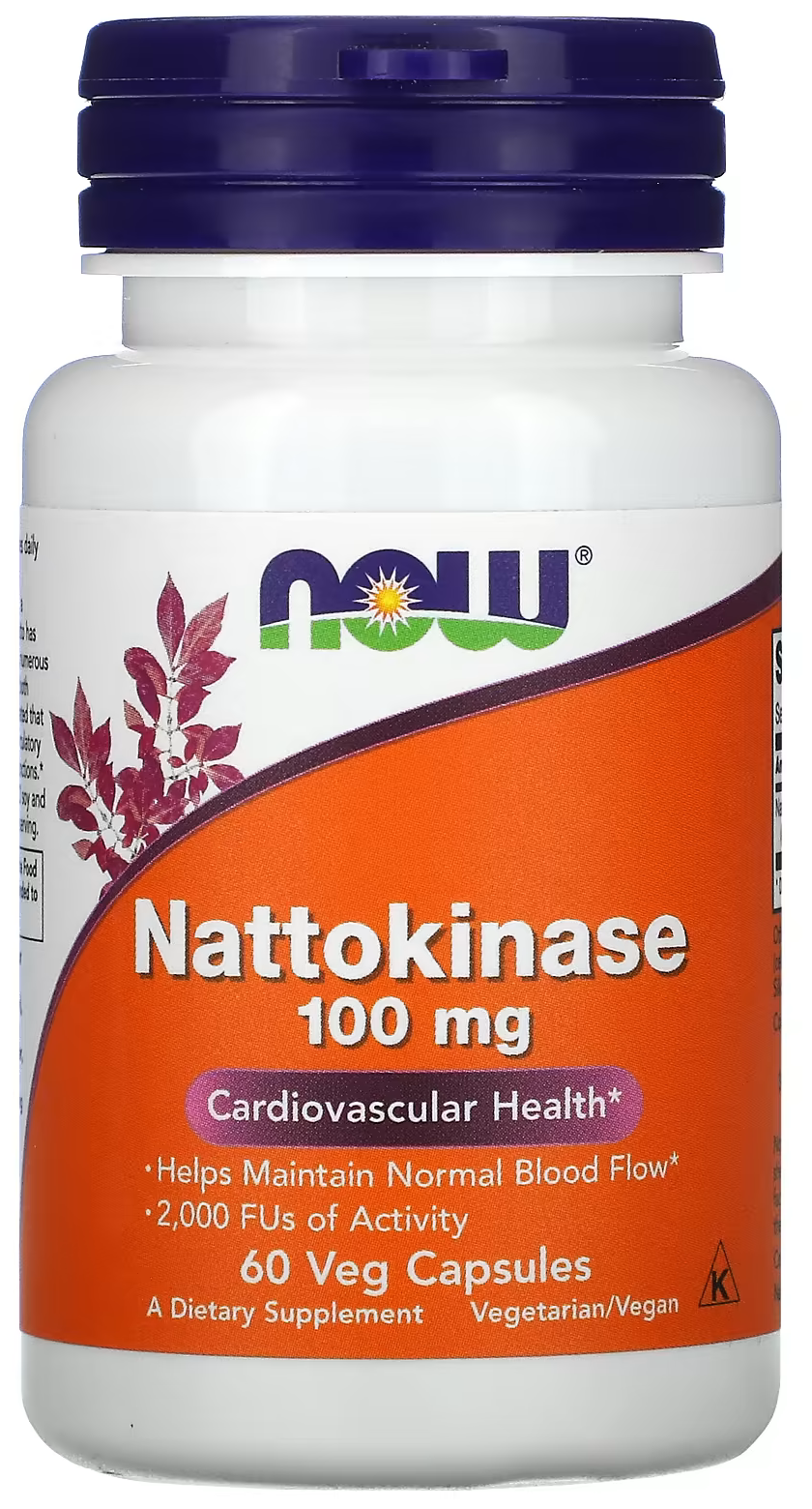 Now Foods, Пищевая добавка Наттокиназа, Nattokinase 100 mg, 60 vcaps