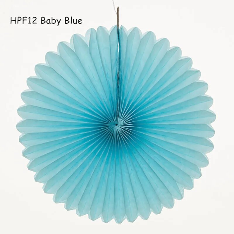 Бумажные веера и вертушки для декора Синий, 15cm, baby blue