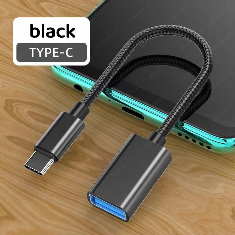USB 3.0 в тип C OTG Кабель-конвертер для Xiaomi Huawei Oneplus Кабель для передачи данных Разъем флэш-накопителя USB-кабель-адаптер Кабель типа C black
