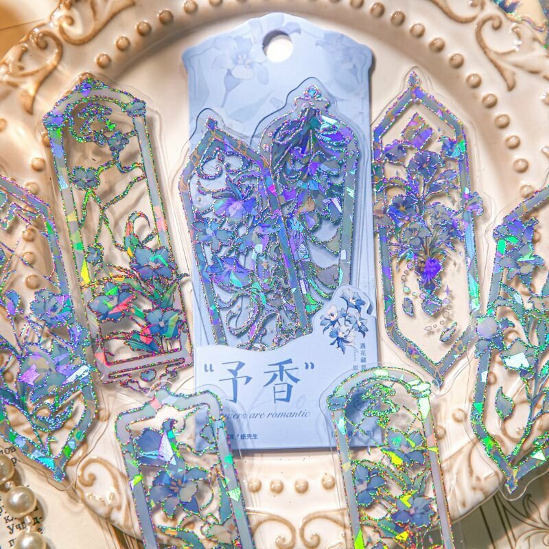 Закладка, Mr.Paper, флористический дизайн, золотая фольга, материал из ПВХ, творческий инструмент для чтения, 10 штук в коробке.