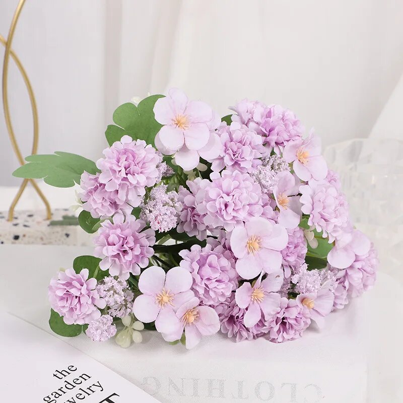 Искусственные маргаритки, букет из 5 цветов Сиреневый, Purple