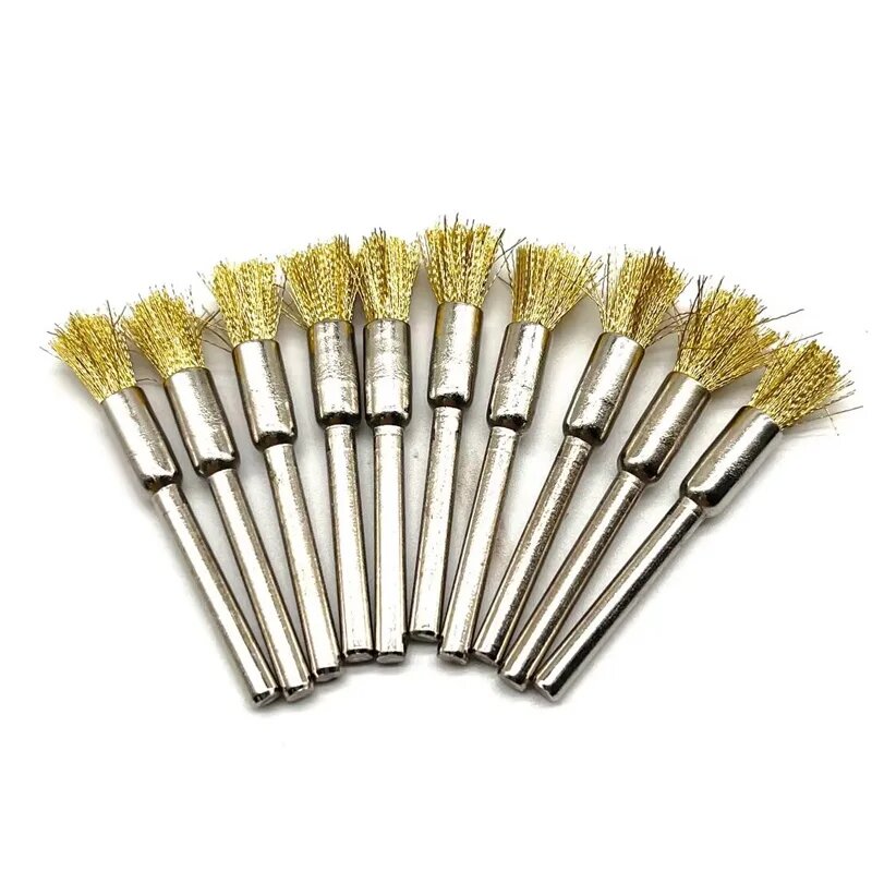 10 шт, щетки-карандаши из нержавеющей стали, латунная проволочная колесная щетка, набор Brass Wire