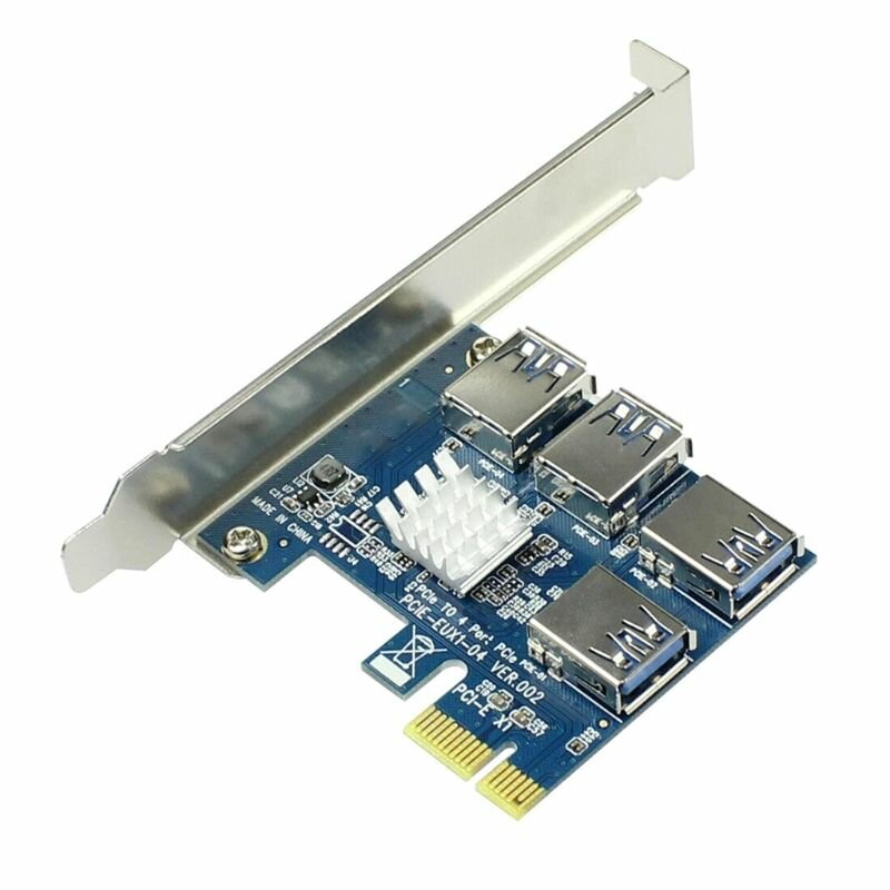 (1 шт.) PCIe карта расширения 1x to 4x (для видеокарт)