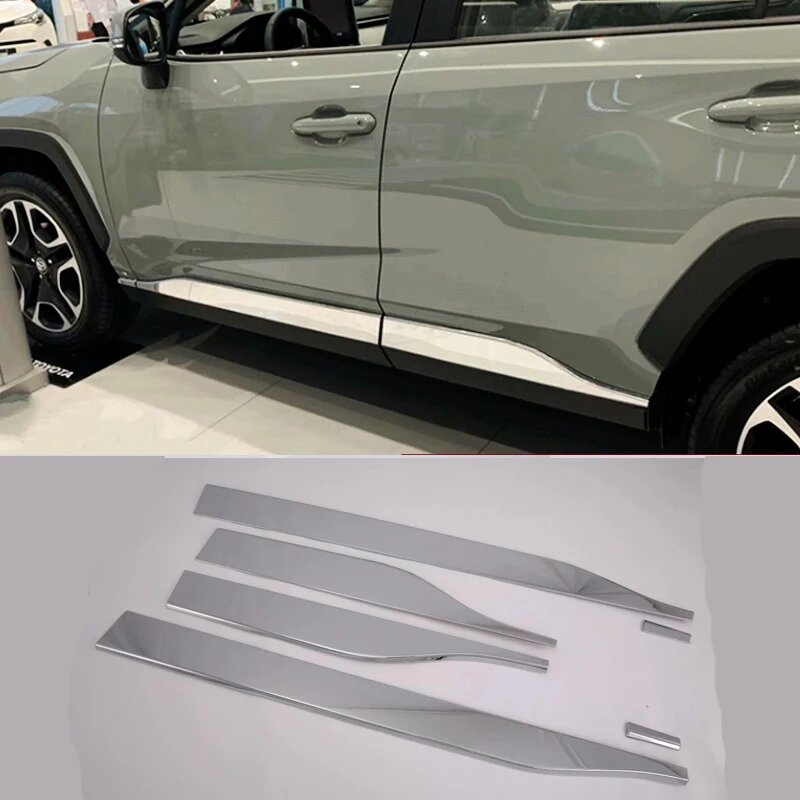 Для Toyota RAV4 RAV 4 XA50 2019 -2023 Гибридный ABS углеродное волокно молдинг боковых дверей автомобиля Защита от царапин боковые полосы отделка ABS chrome C