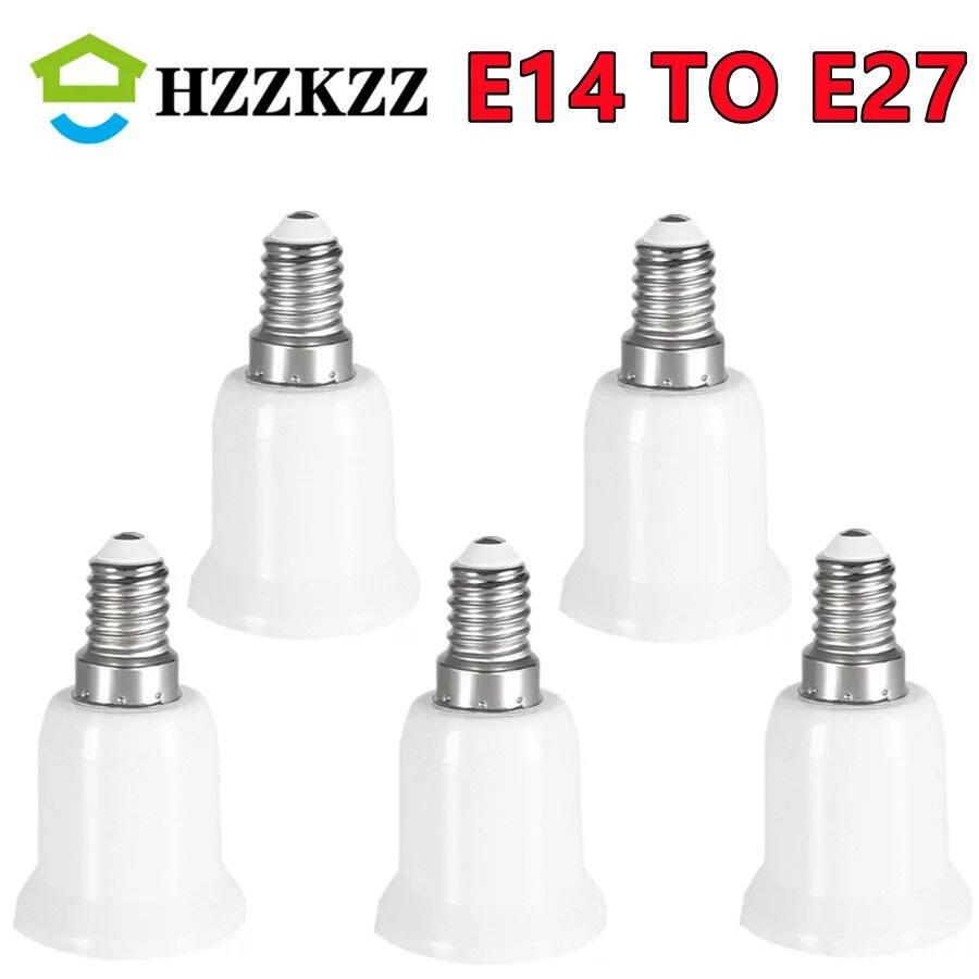 Конвертеры держателей ламп E14 на E27, 5 шт, белый