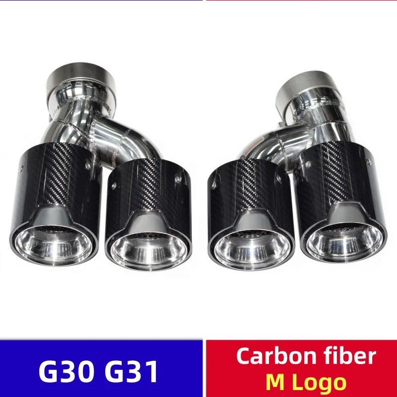 Для 2018 2019 2020 2023 BMW 5 серии выхлопная труба G30 G31 модификация выхлопной трубы четырехъядерный глушитель из углеродного волокна M наконечник выхлопной головки серебристый