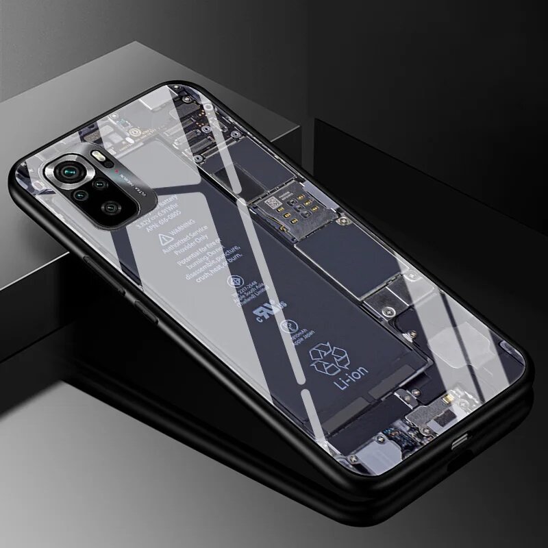 Черный чехол для Xiaomi Poco M5s из закаленного стекла