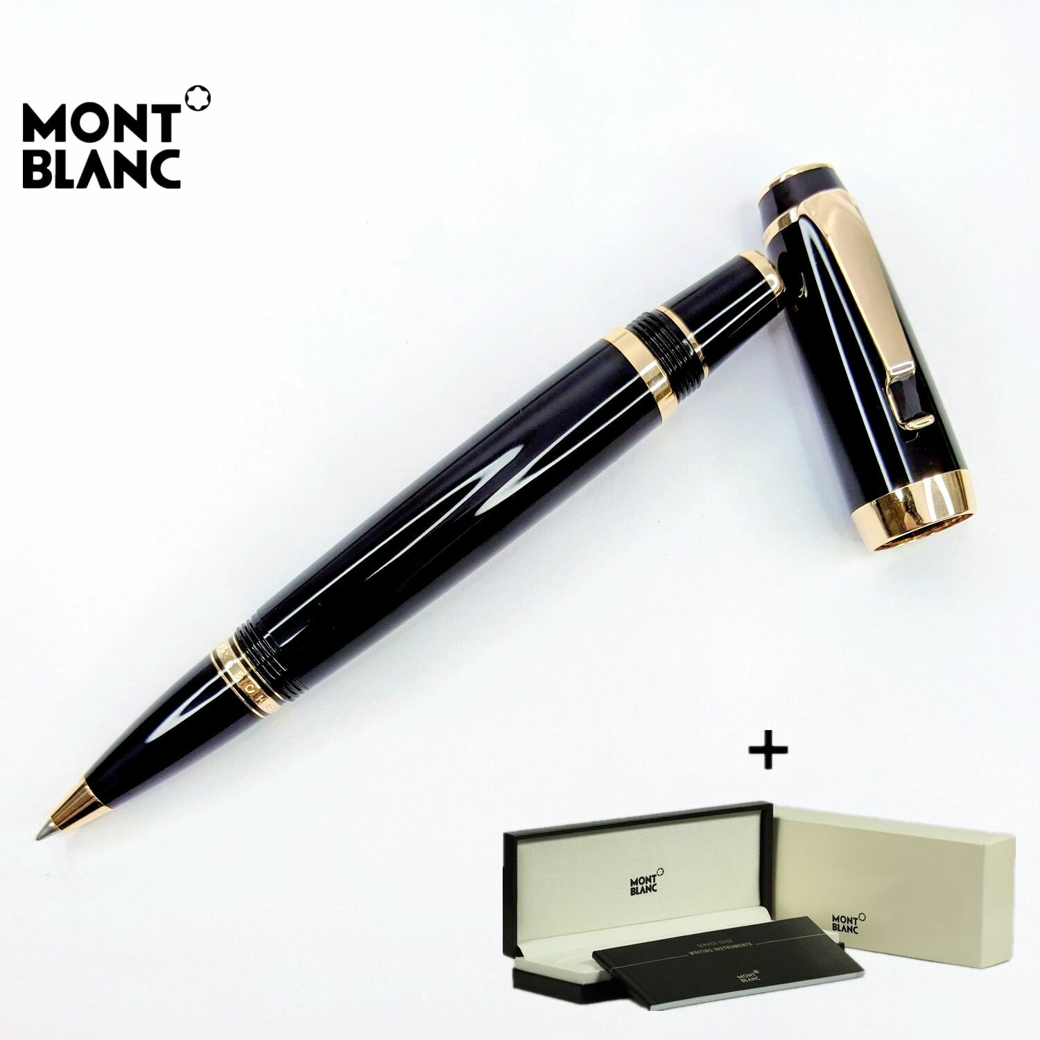 Montblanc Boheme Series Черная Ручка-роллер С Черный Камнем (Подарочная Коробка Включена)