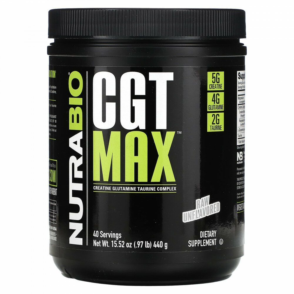 NutraBio, CGT MAX™, необработанный без добавок, 440 г (0,97 фунта)
