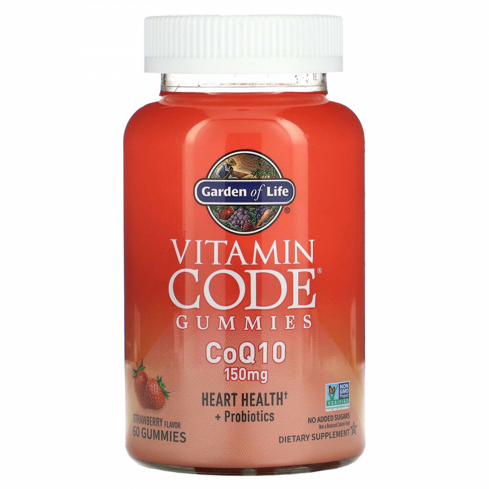 Garden of Life, Vitamin Code®, коэнзим Q10, клубничный вкус, 60 жевательных таблеток