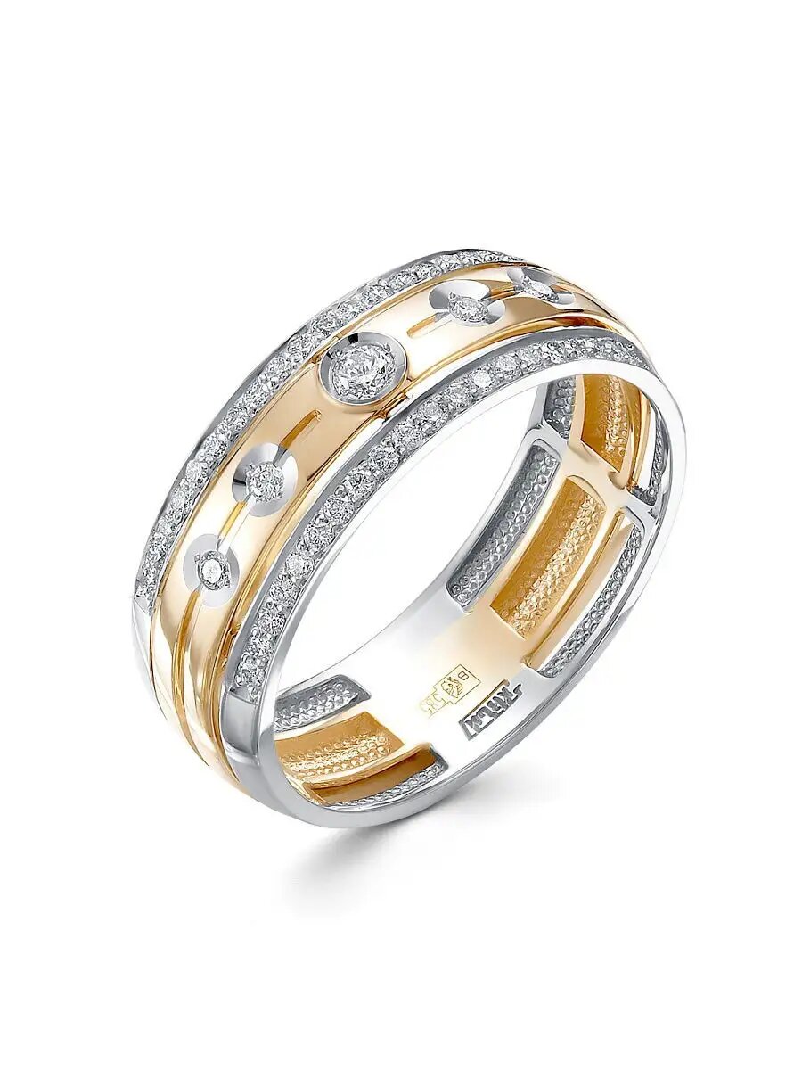 Кольцо помолвочное, обручальное, белое, красное золото, 585 проба, бриллиант