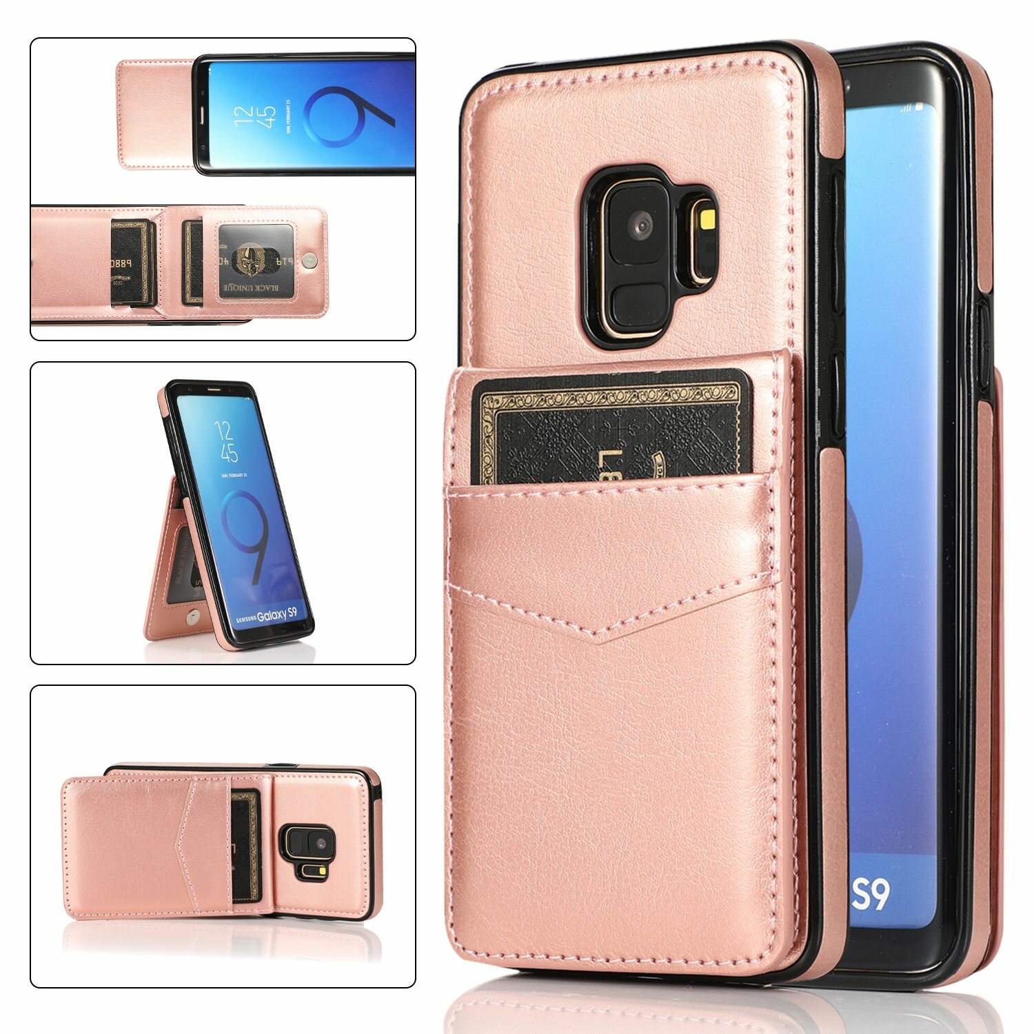 Одноцветный чехол с подставкой для Samsung Galaxy S9 , кожаный чехол