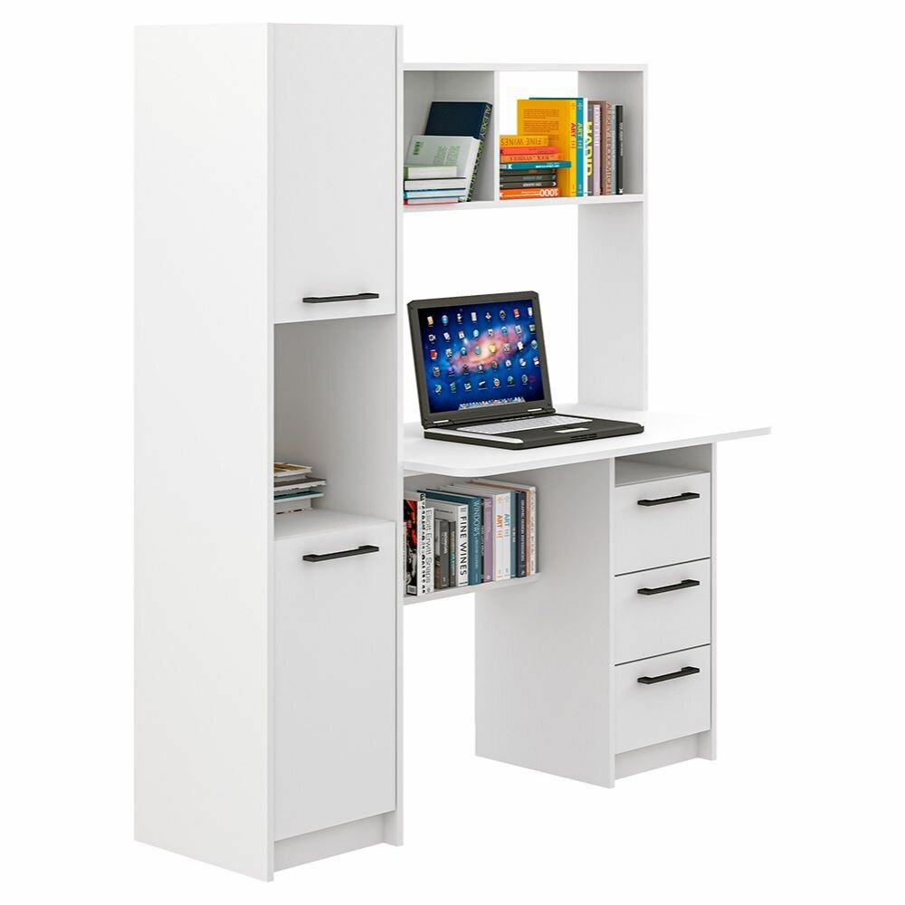 Стол компьютерный Фронда-6 + 1 комплект ящиков, Белый