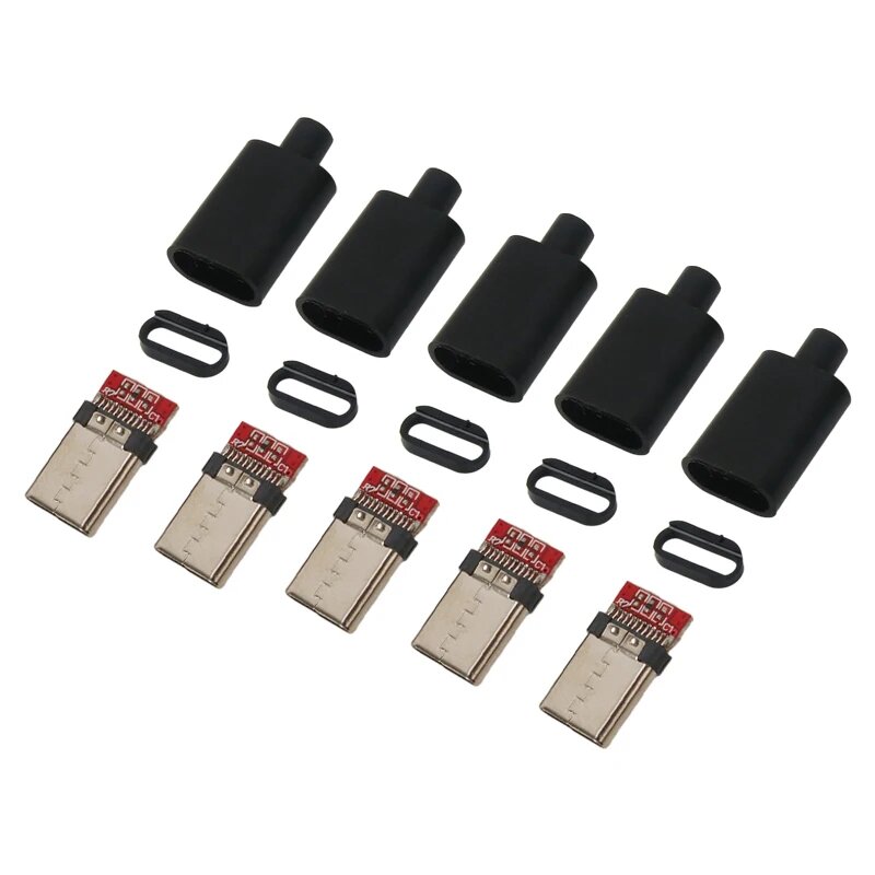 5 шт. TYPE C USB 3.1 штекеры для пайки ELEABC 5Pcs Black