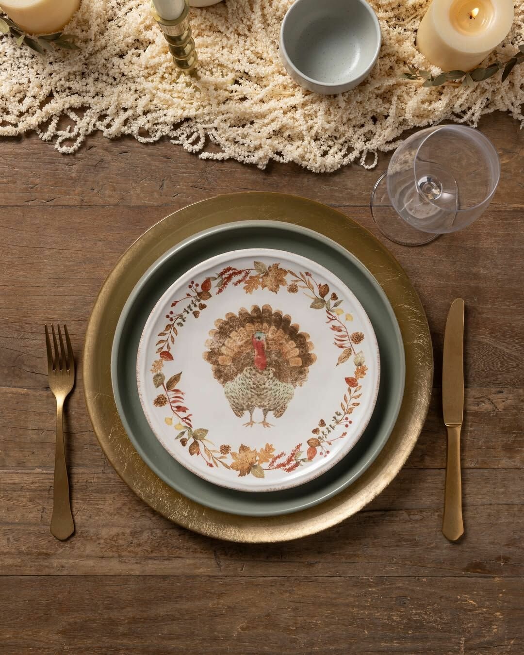 Тарелка с рисунком "индейка" Costa Nova by Casafina "Plymouth" 1 шт, 23 см. Профессиональная керамика. Португалия