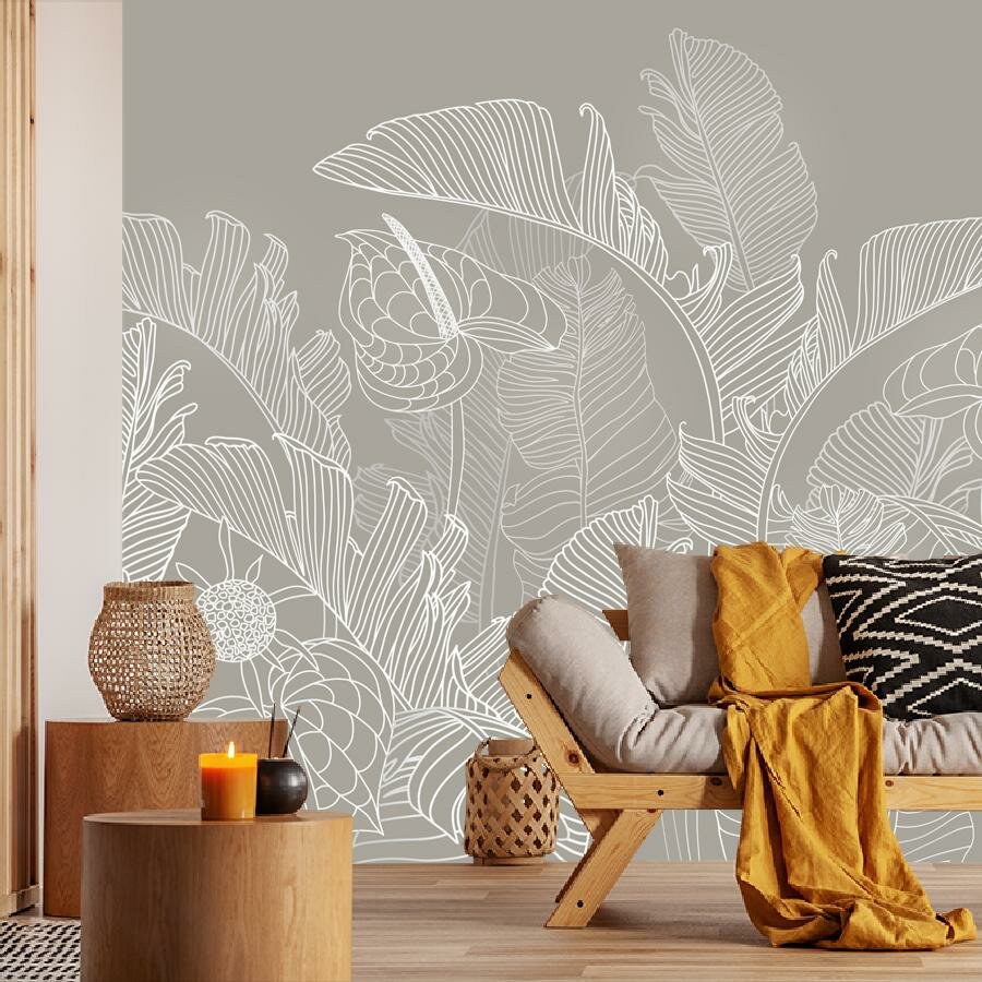 Декоративные обои Мастер Фресок Листья тонкие белые 13-724-S