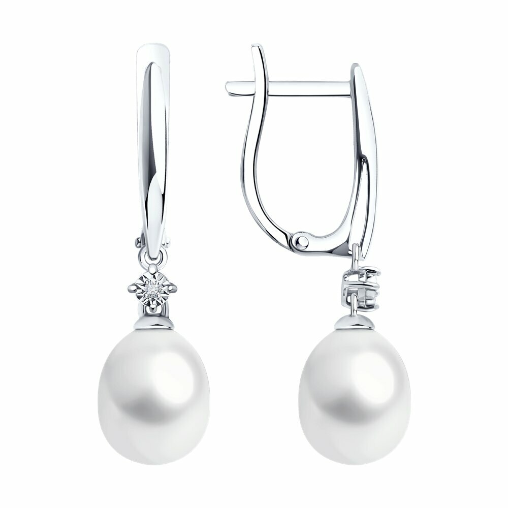 Серьги, белое золото, 585 проба