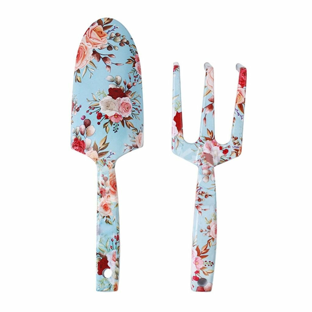 Садовый инвентарь, Набор садовых инструментов из нержавеющей стали с принтом - большие цветы, 1 комплект